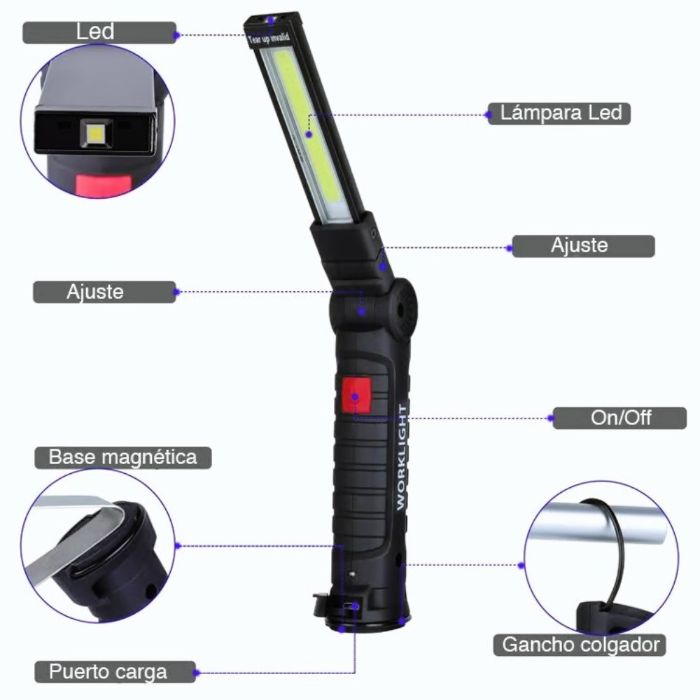 Linterna Led Giratoria Recargable W548 | Claversa.com